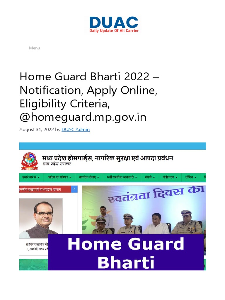 Home Guard Bharti 2022 - Notification, Apply Online, Eligibility Criteria, @homeguard - Mp.gov ...