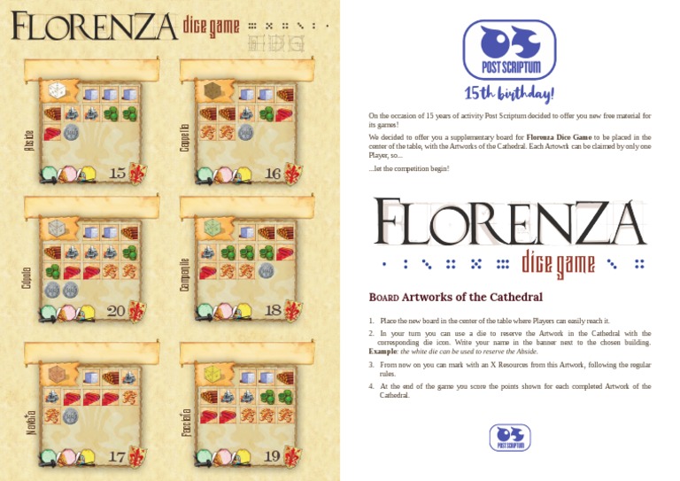 Free Cathedral Board for Florenza Game | PDF