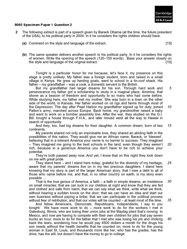 Next Steps English 9093 Specimen Paper1 - Q2 | PDF