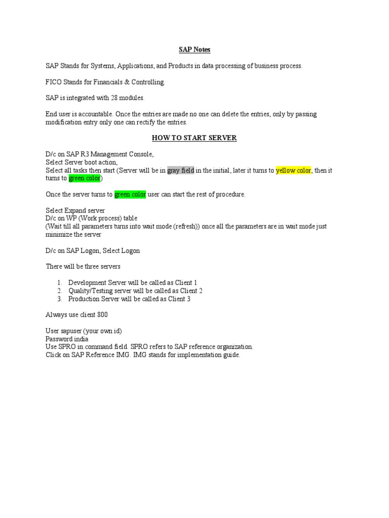 SAP Notes | PDF | Debits And Credits | Financial Transaction