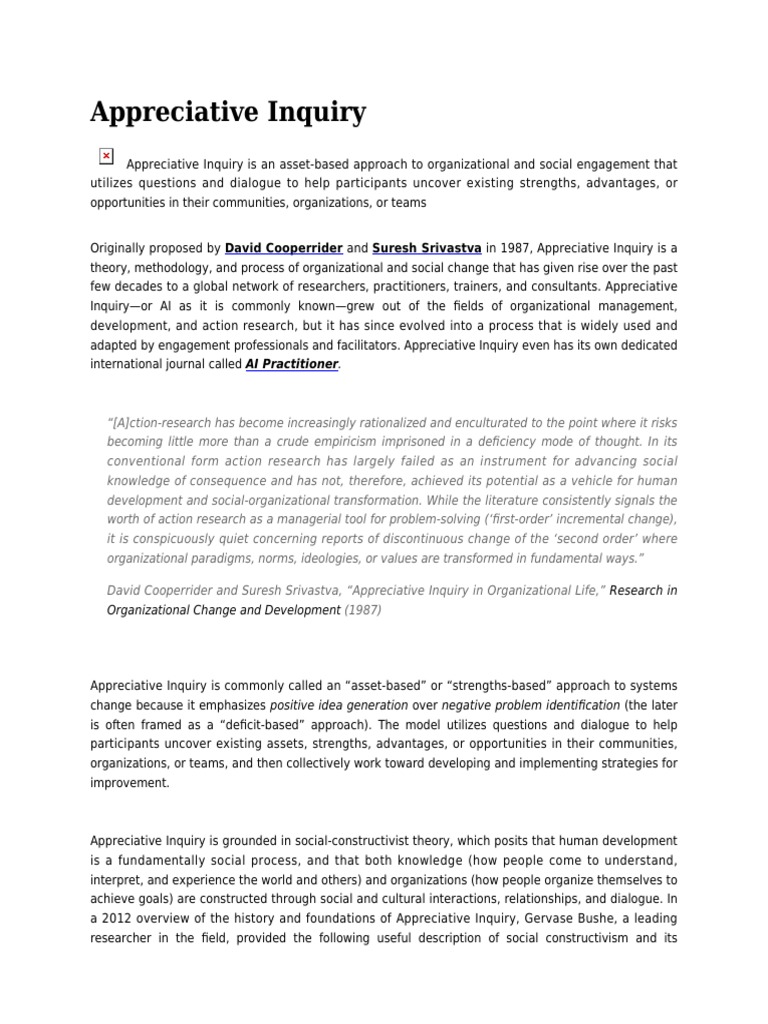 Appreciative Inquiry | Download Free PDF | Social Constructionism ...