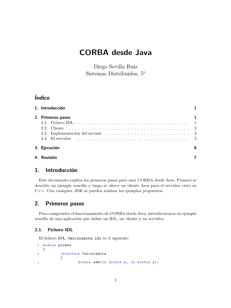Corba Java EJEMPLO | PDF | Arquitectura de agente de solicitud de objeto común | Arquitectura de ...
