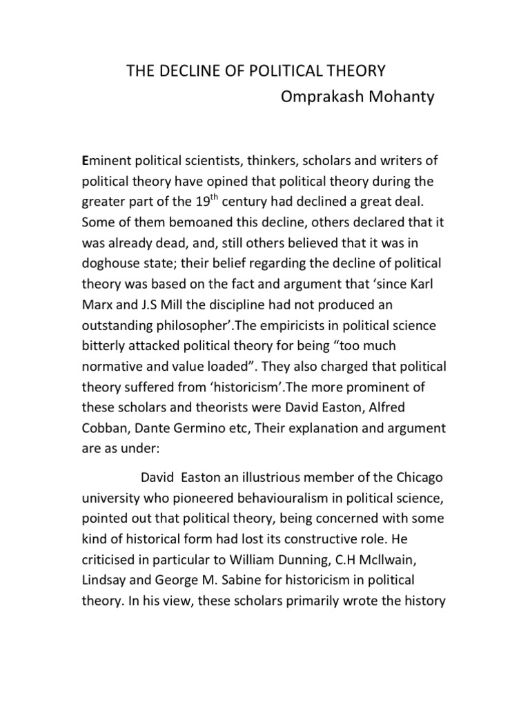 The Decline of Political Theory Omprakash Mohanty | Download Free PDF ...