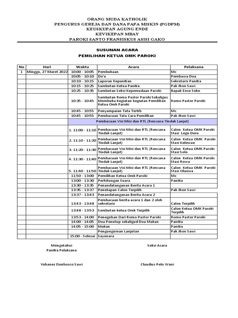 Susunan Acara PAKET Omk | PDF