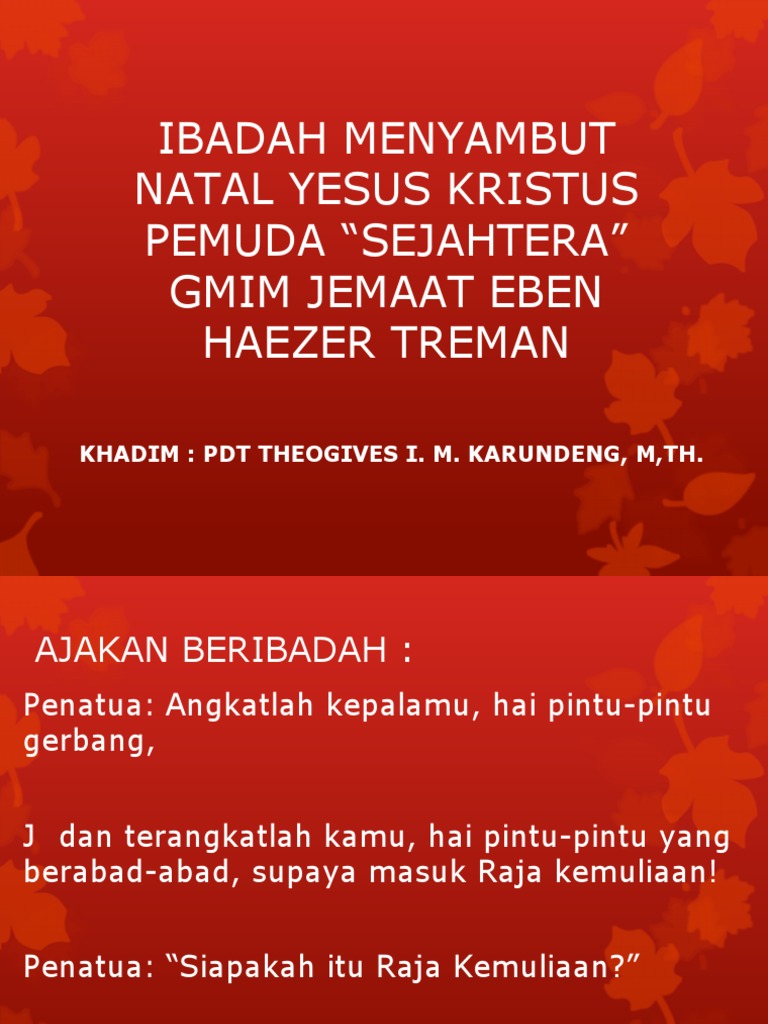 Ibadah Menyambut Natal Yesus Kristus Pemuda 2021 | PDF | Kajian Bahasa ... Ibadah Menyambut Natal Yesus Kristus Pemuda 2021 | PDF | Kajian Bahasa ...