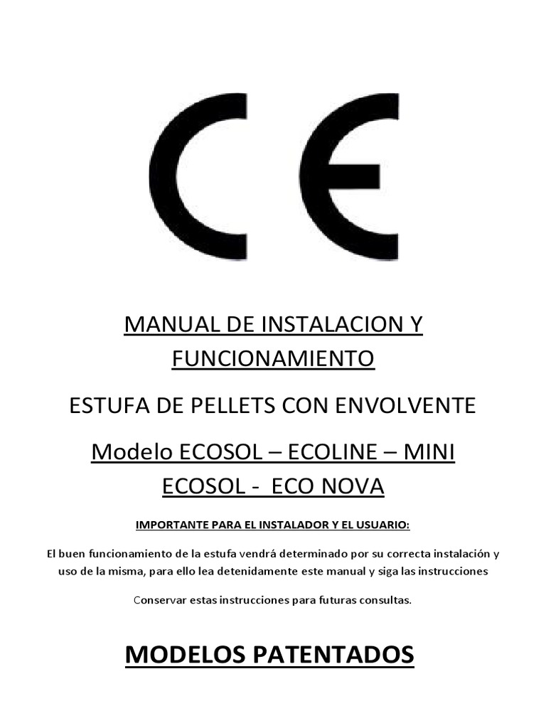 Manual Instrucciones Eco Nova-Mini Eco Sol-Eco Line | PDF | Estufa de ...