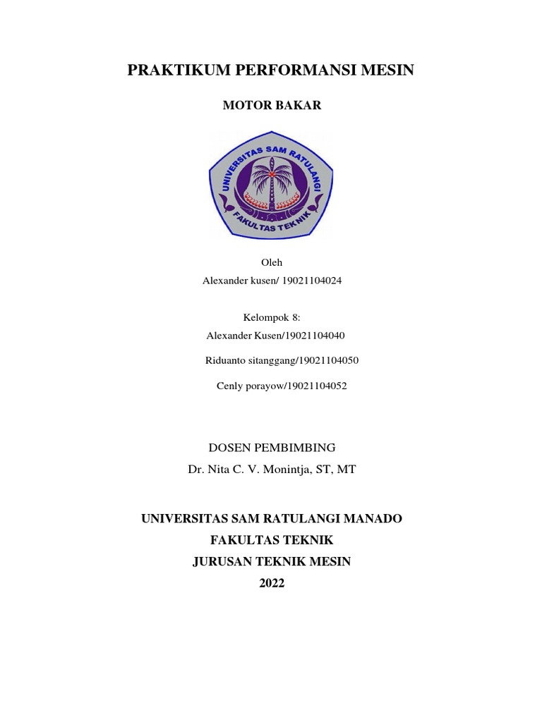 PRAKTIKUM PERFORMANSI MESIN - Alexander Kusen - 19021104040 | PDF