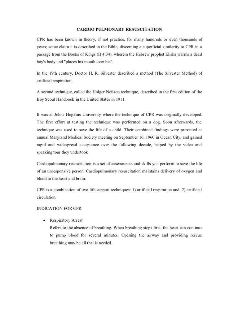 Cardio Pulmonary Resuscitation | PDF | Cardiopulmonary Resuscitation ...