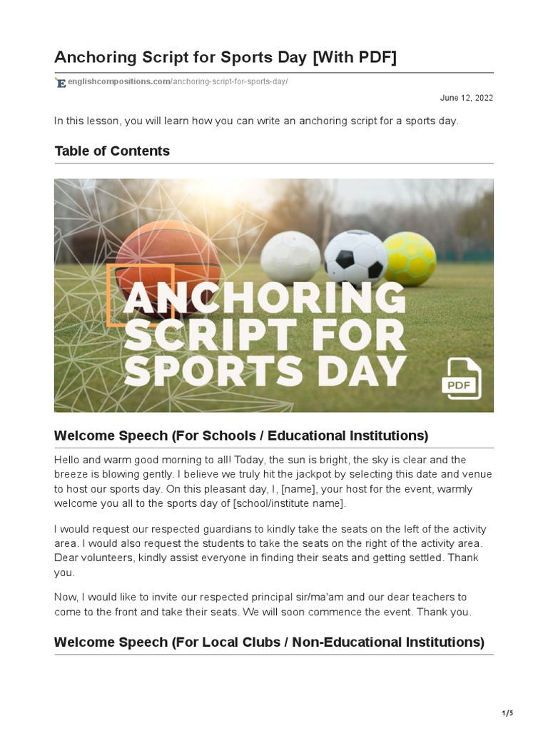Sports Day Anchoring Script Guide | PDF | Lifestyle
