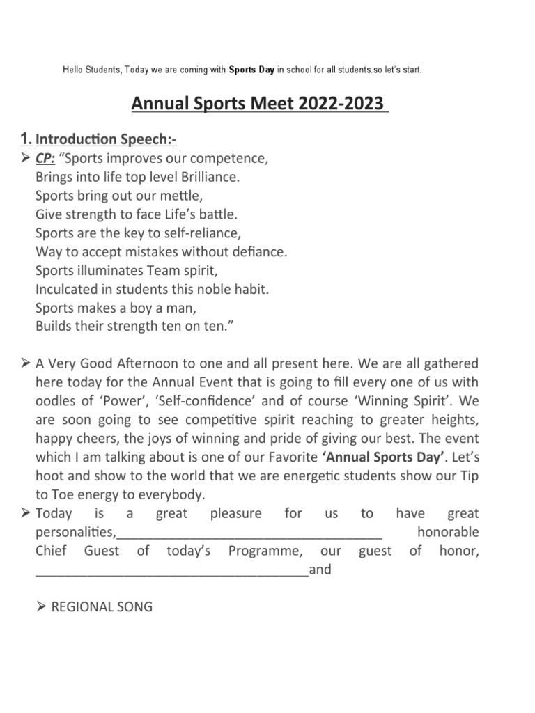 Sports Day | PDF