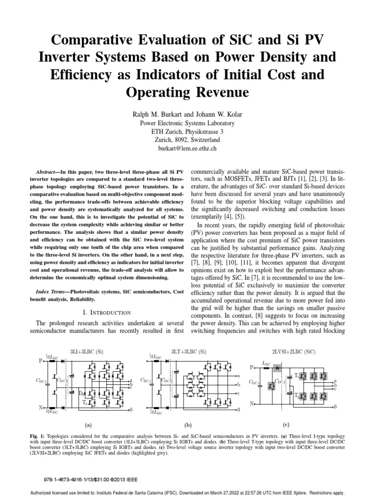 Comparative Evaluation of SiC and Si PV Inverter Systems Based On Power ...