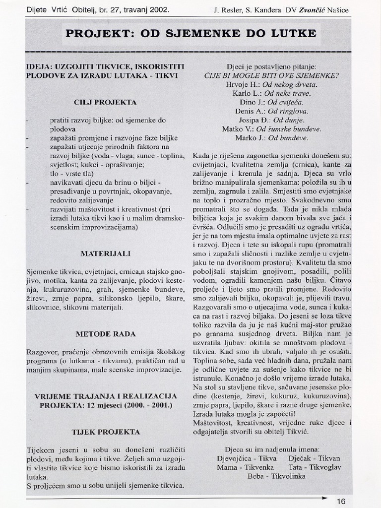 27 - DVO - 6 - Projekt Od Sjemenke Do Lutke | PDF