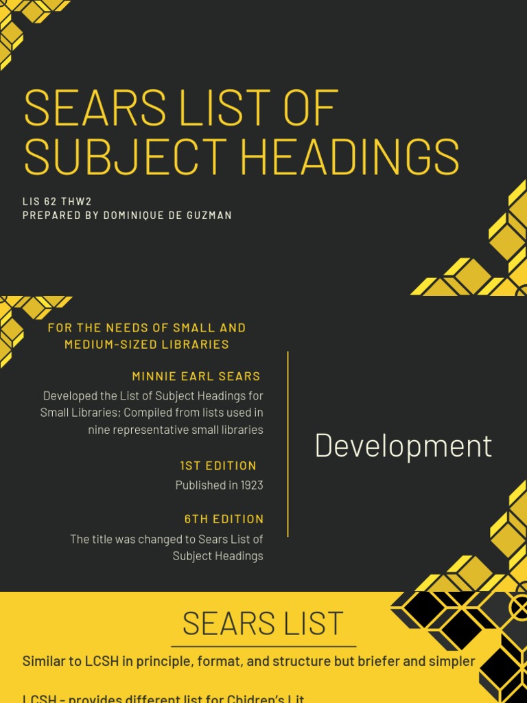 Sears List of Subject Headings | PDF | Adjective | Essays