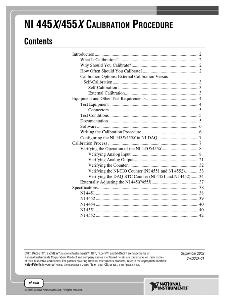 Archived Ni 445x 455x Calibration Procedure | PDF | Calibration | Electronics