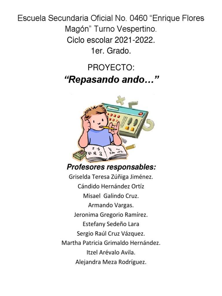 Proyecto Educativo "Repasando Ando" 1er Grado | PDF