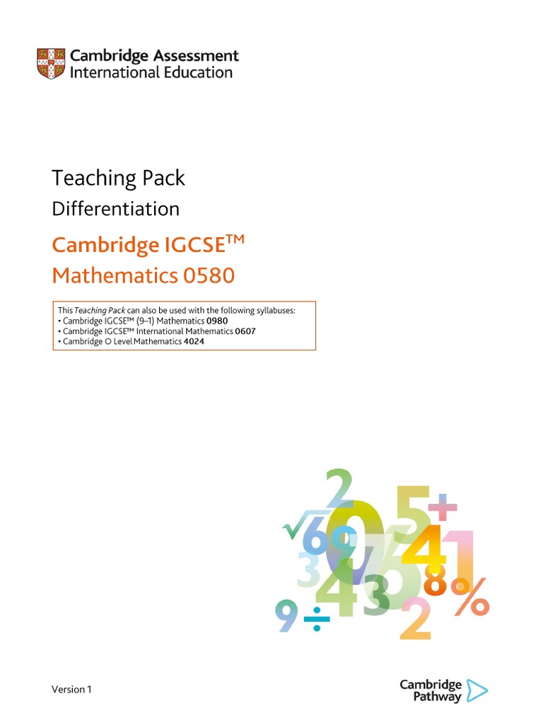 0580 Differentiation Teaching Pack V1 Pdf Tangent Derivative