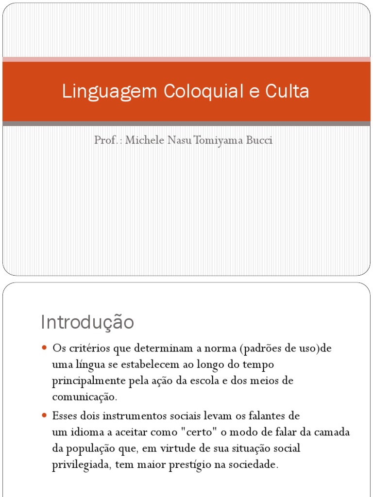 Linguagem Coloquial e Culta - Aula 08 | PDF | Linguística | Comunicação ...