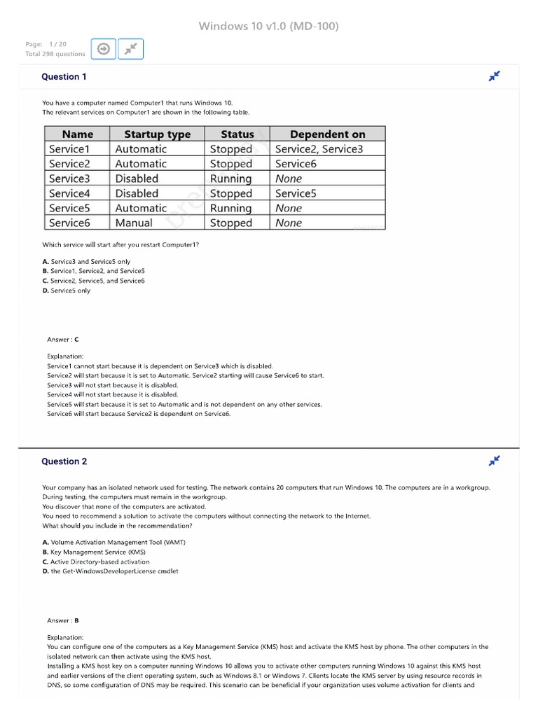 2022 Microsoft MD-100 Free Practice Exam & Test Training | PDF ...