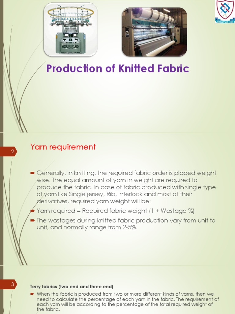 Module 16 Knitting Production | PDF | Knitting | Yarn