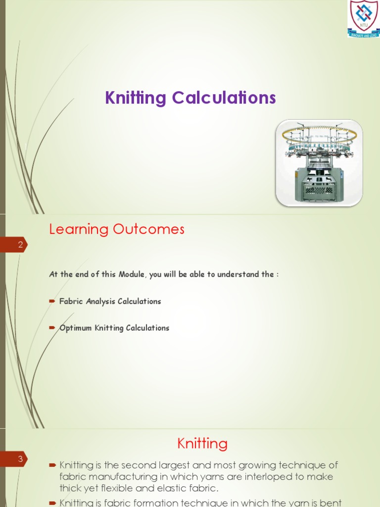 Module 14 Knitting Calculations (Fabric Analysis and Optimum Knitting) Part1 | PDF | Knitting ...