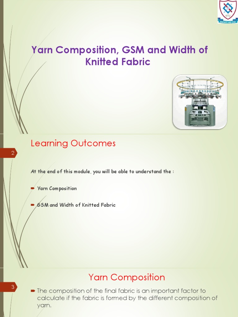 Module 15 Knitting Calculations (Yarn Composition GSM and Width) | PDF ...