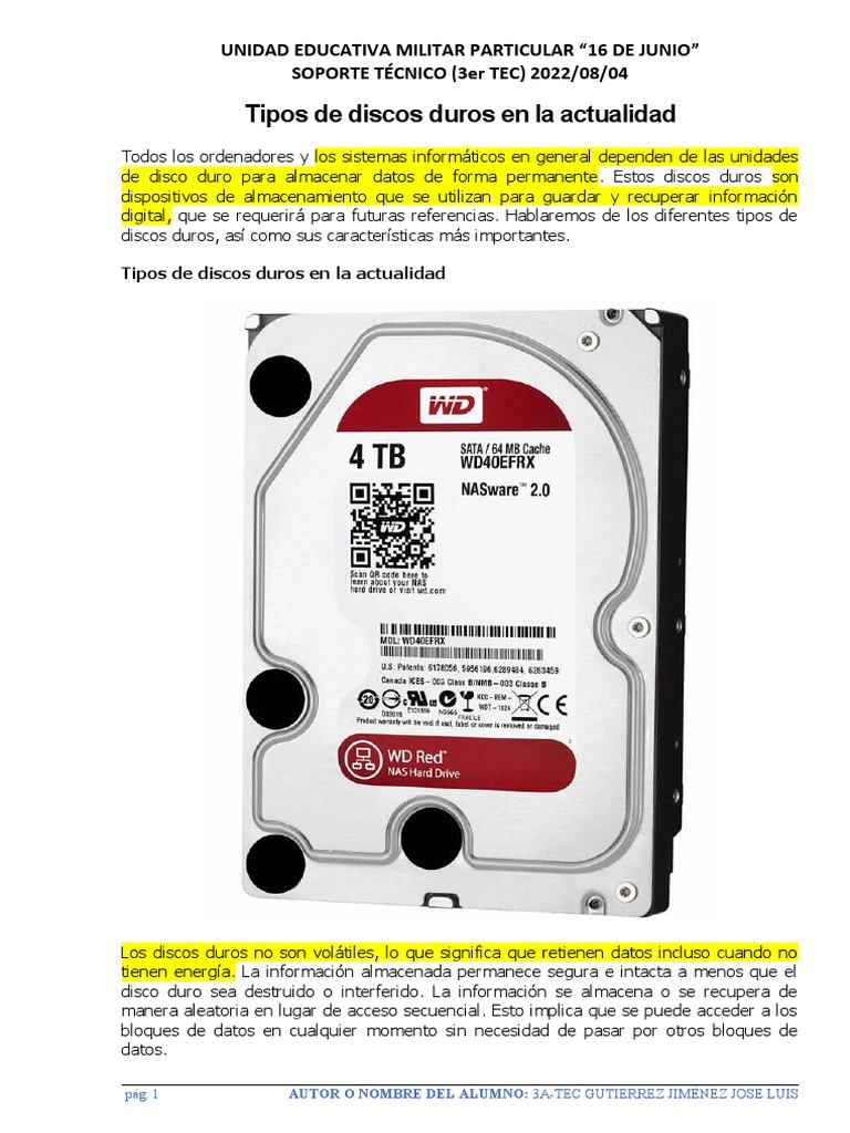 3a - Tec ST 2P - S8 Discos Duros | PDF | Disco duro | Unidad de estado sólido