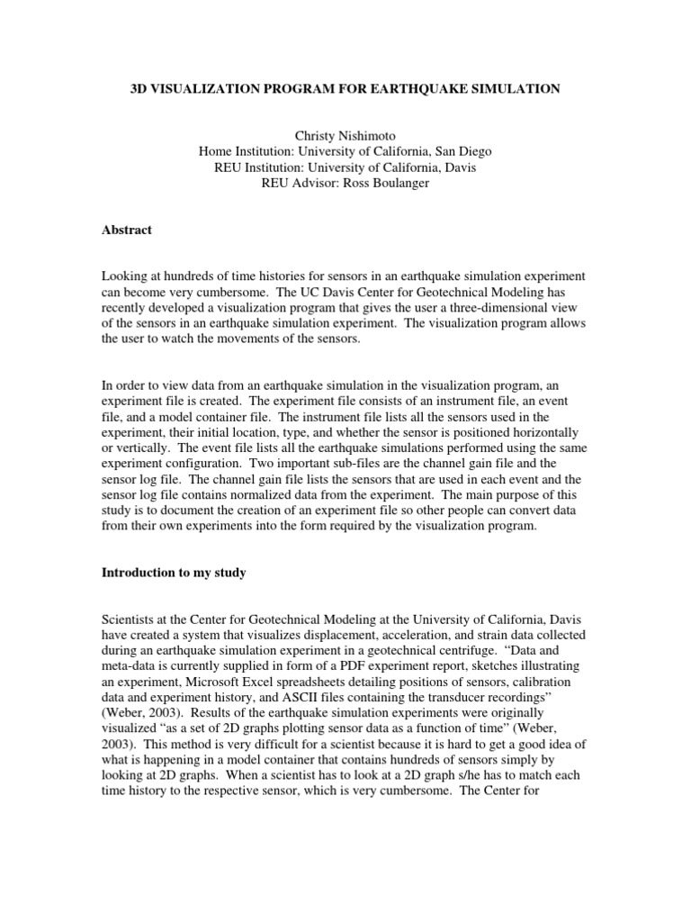 3D Visualization Program For Earthquake Simulation | PDF | Visualization (Graphics) | Computer File