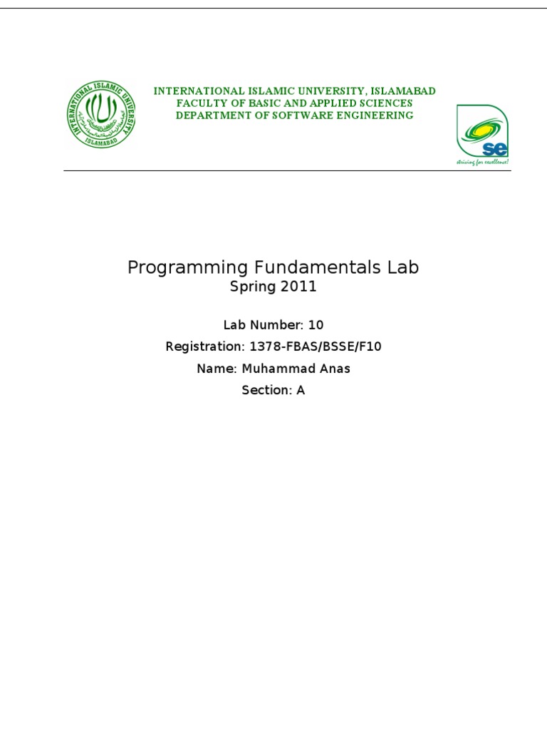 Programming Fundamentals Lab Spring 2011 Pdf Integer Computer Science Parameter