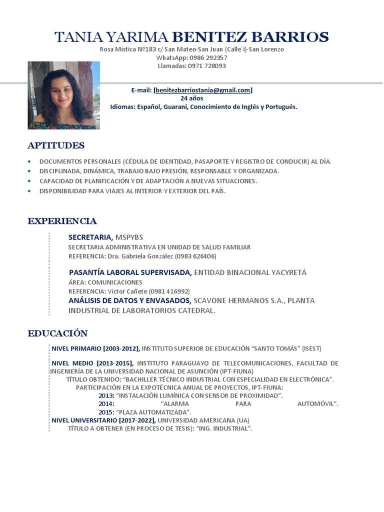 CV Tania Benitez | PDF | Microsoft | Microsoft Office