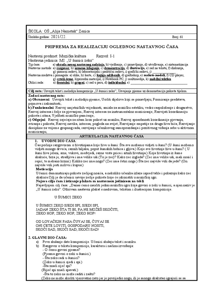 Priprema Za Ogledni Čas | PDF