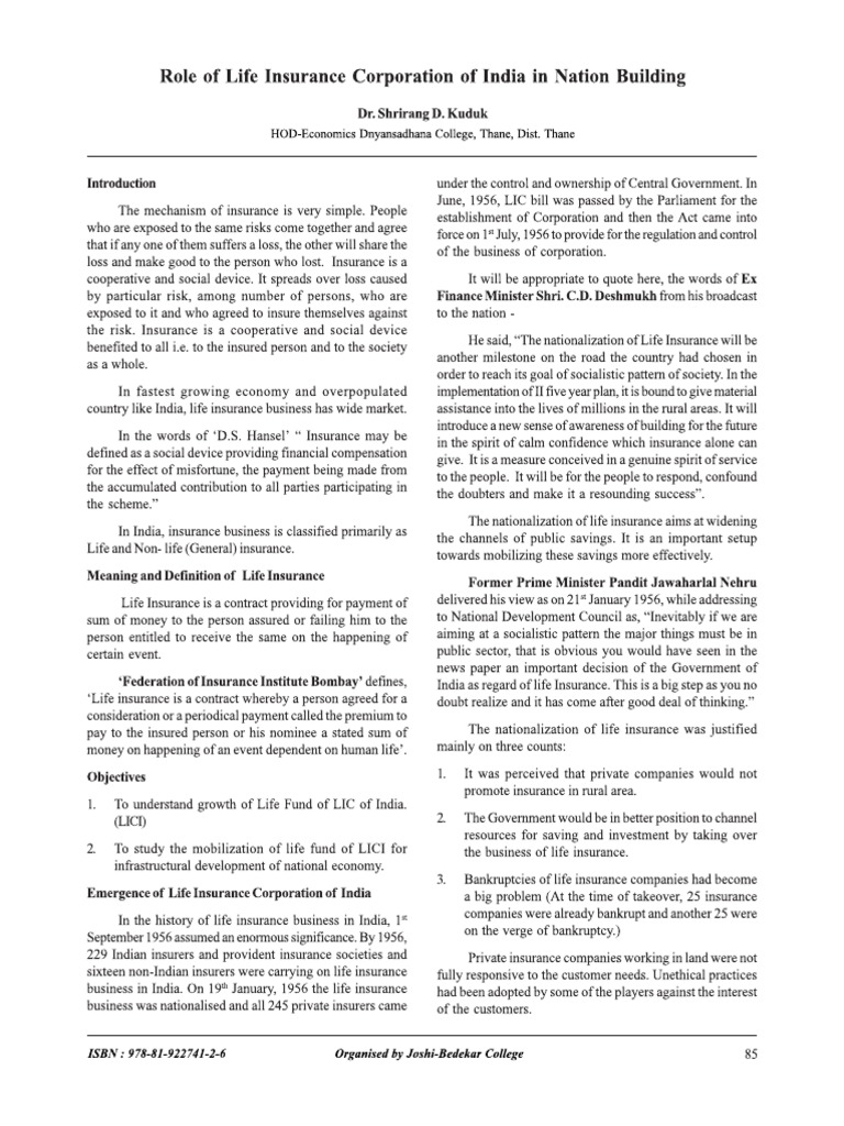 Role of LIC in Nation Building | PDF