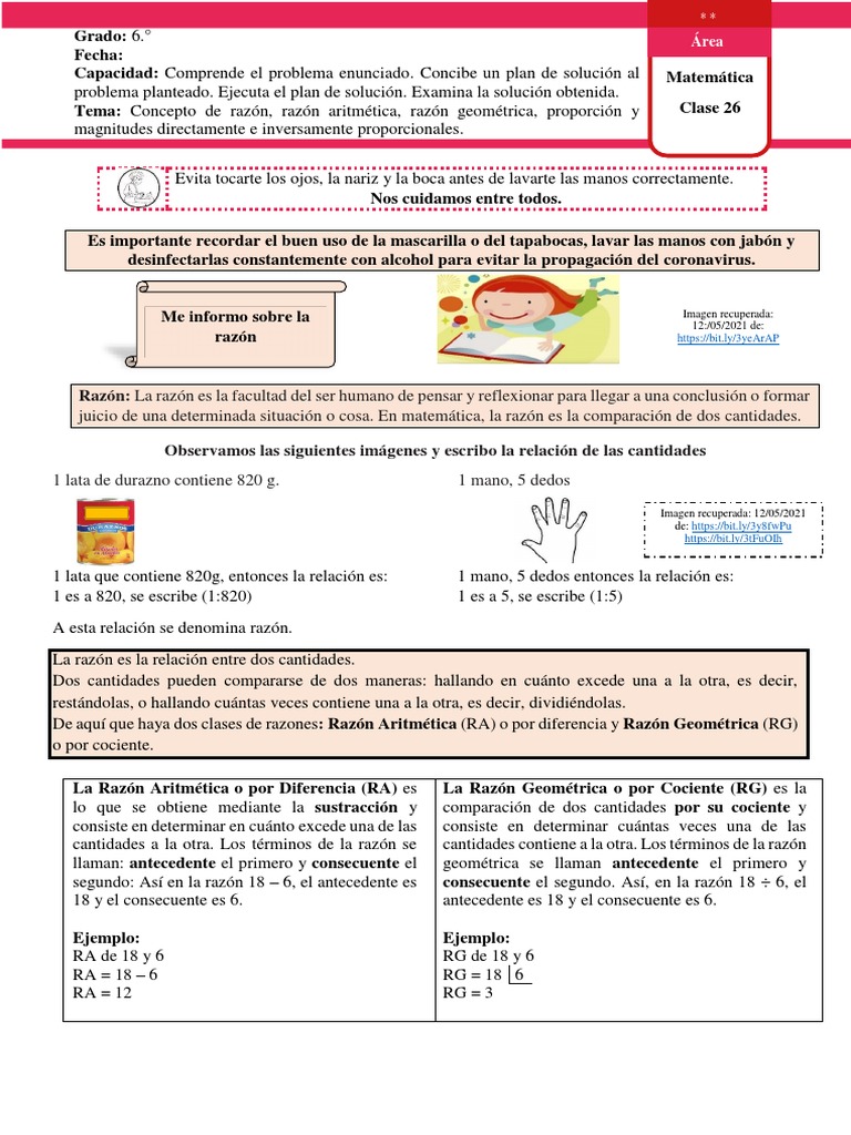 SEXTO GRADO MATEMATICA CLASE 26 - Lunes 31 Mayo | PDF | Proporción ...