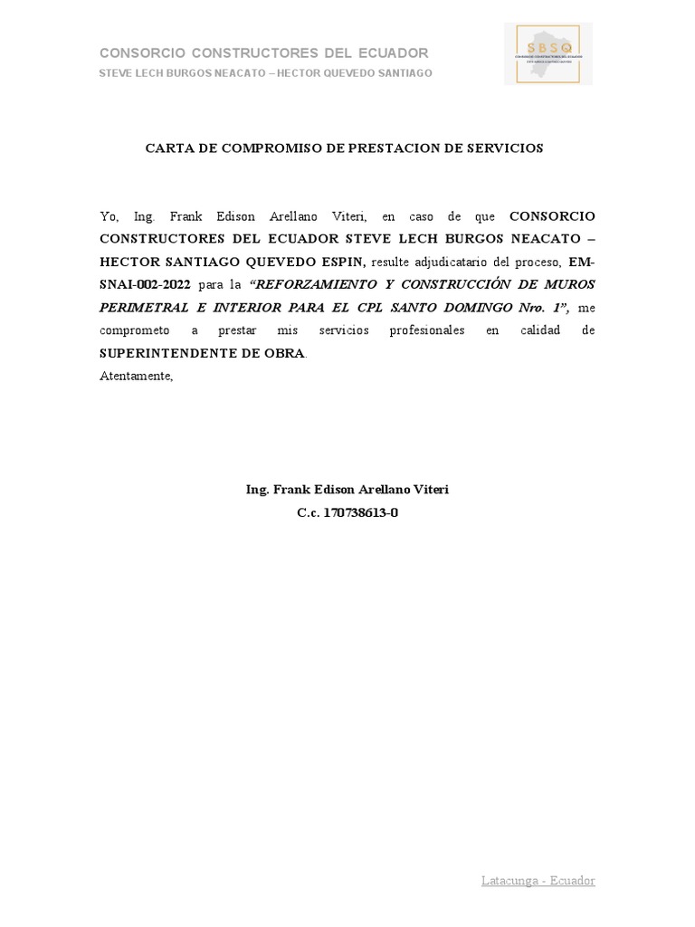 Compromiso de Servicio de Héctor Quevedo | PDF
