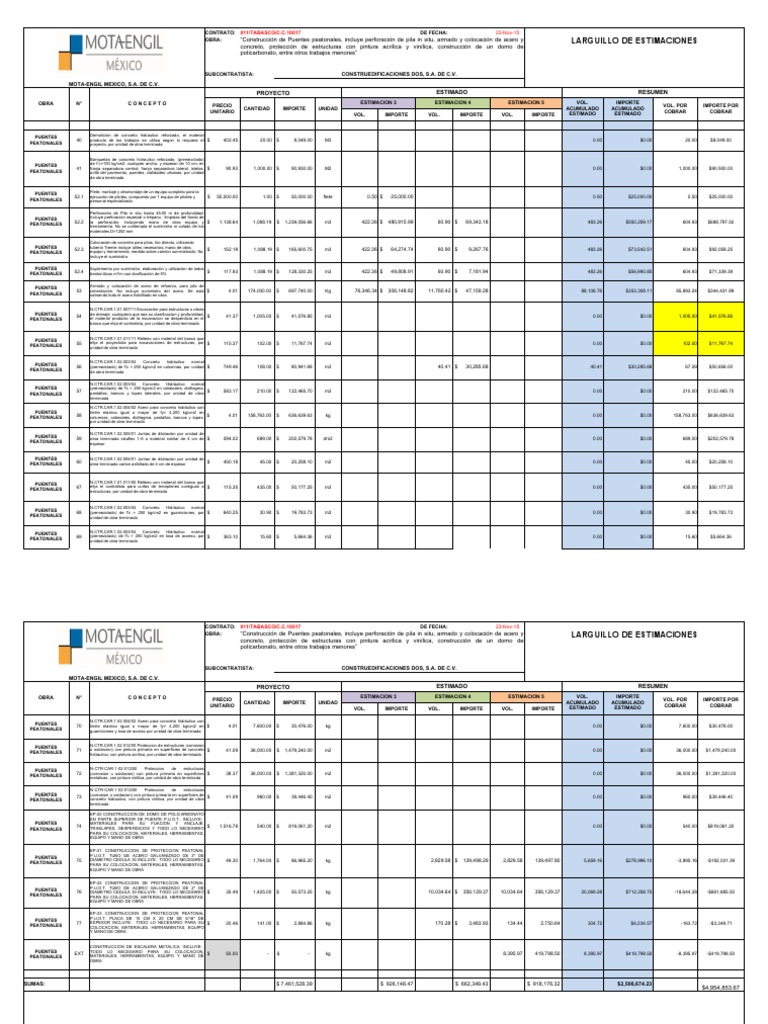 Copia de LARGUILLO DE ESTIMACIONES | PDF | Ingeniería | Rieles