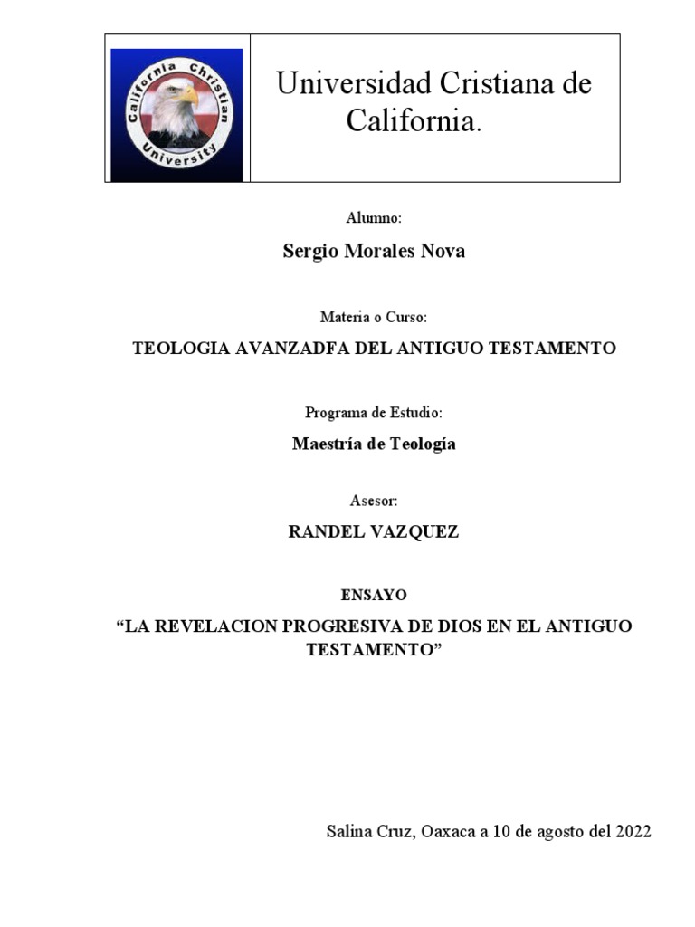 Ensayo La Revelacion Progresiva de Dios en El Antiguo Testamento | PDF ...