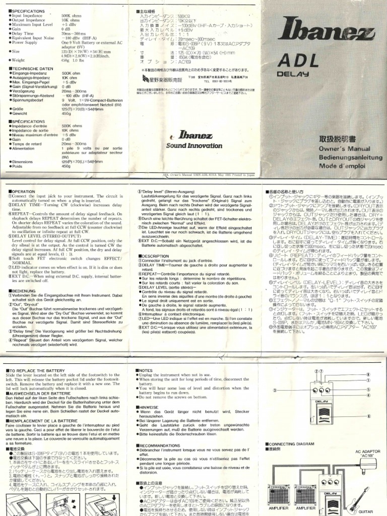 Ibanez - ADL - Delay Analogo Manual | PDF