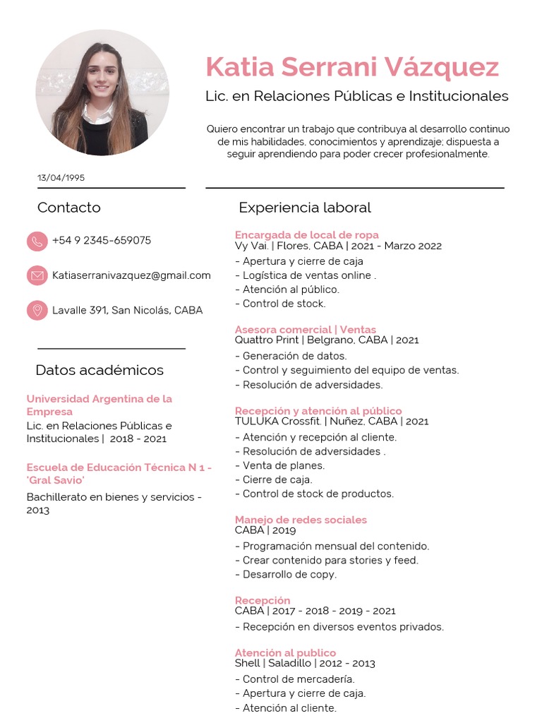 CV - Katia Serrani Vázquez | PDF