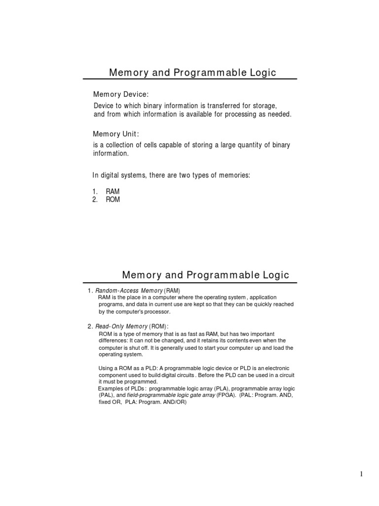 Memory and Programmable Logic | PDF | Random Access Memory | Computer ...
