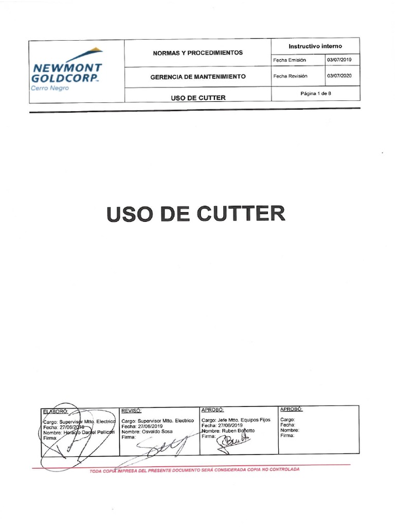 Instructivo, Uso de Cutter | PDF