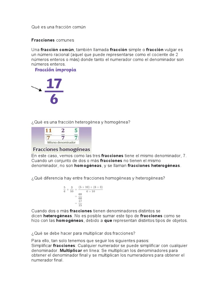 Qué Es Una Fracción Común | PDF