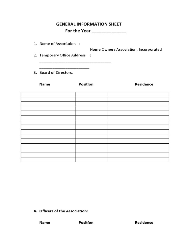 General Information Sheet-Sample | PDF