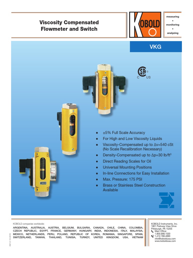 Datasheet Viscosity Compensating Flow Meter Switch VKG | PDF | Flow ...