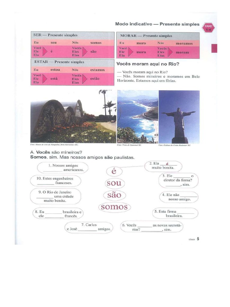 Exercícios Verbos Ser e Estar | PDF