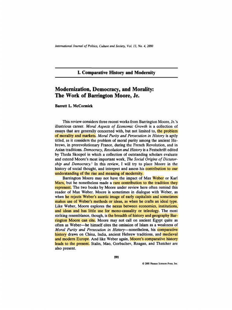 McCORMICK, B. L. Modernization, Democracy, and Morality. The Work of ...