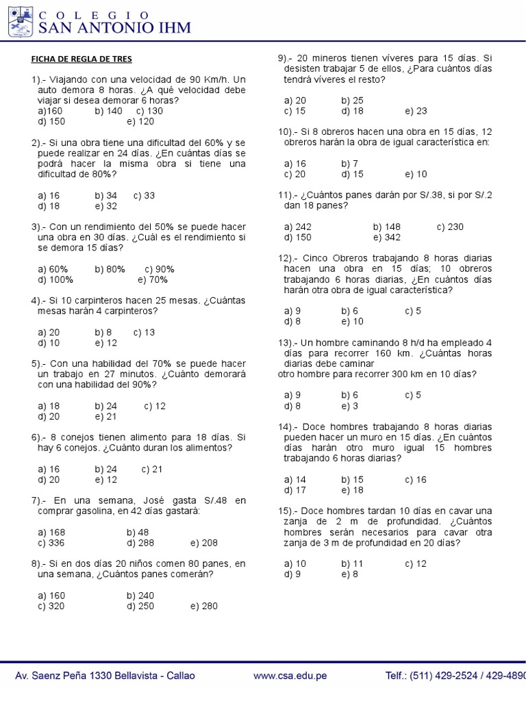 Regla de Tres 2 de Sec | PDF