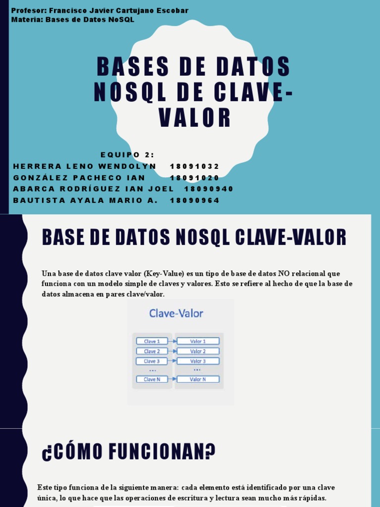 Bases de Datos NoSQL de Clave Valor | PDF | Bases de datos | No Sql