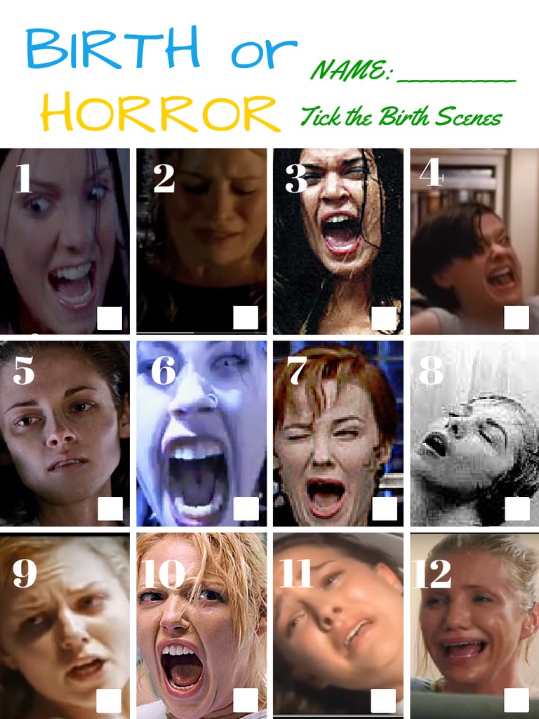 Birth or Horror Baby Shower Game Printable With Answer | PDF