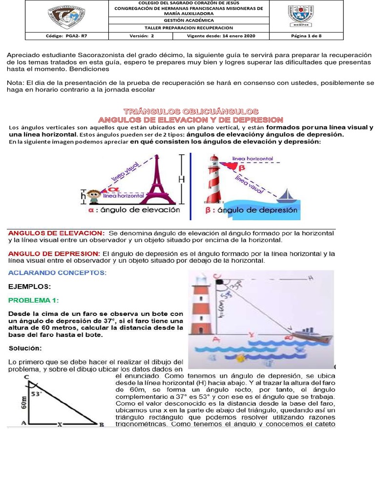 Taller Preparacion Recuperacion 10° | PDF | Triángulo | Geometría