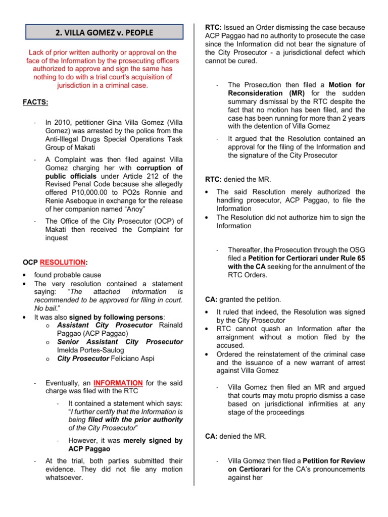 Assigned Cases Villa Gomez To Caparas | PDF | Plea | Prosecutor