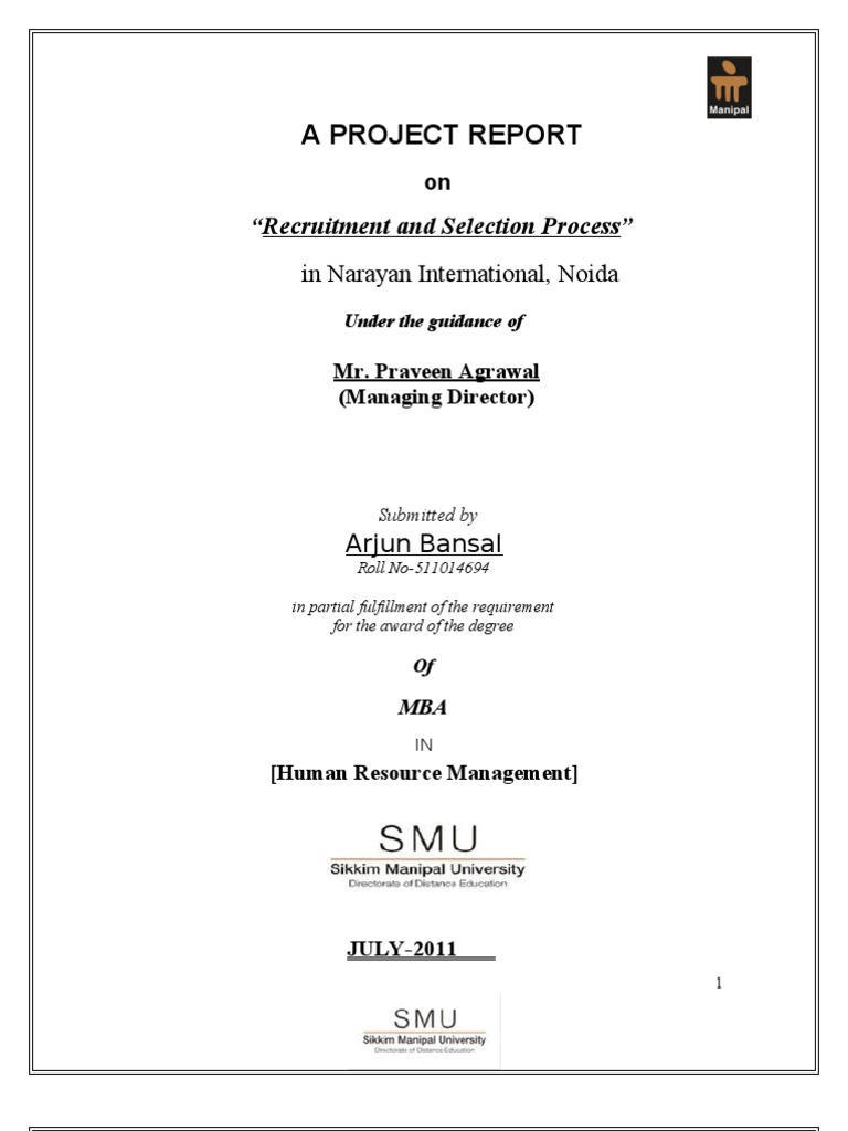 A Project Report: "Recruitment and Selection Process" | PDF | Recruitment | Human Resource ...